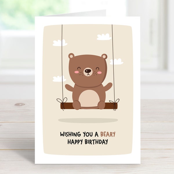 Beary Happy Birthday Card - Etsy