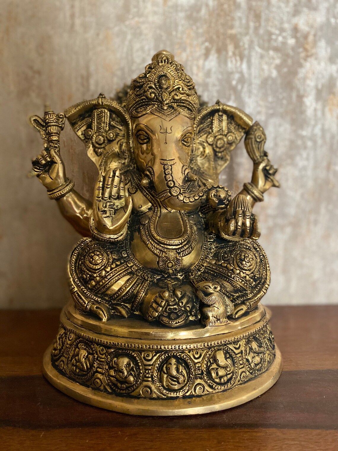 11 Inch Brass Ganesh Statue, Ganesh Idol, Ganapathy Idol With Nagas ...