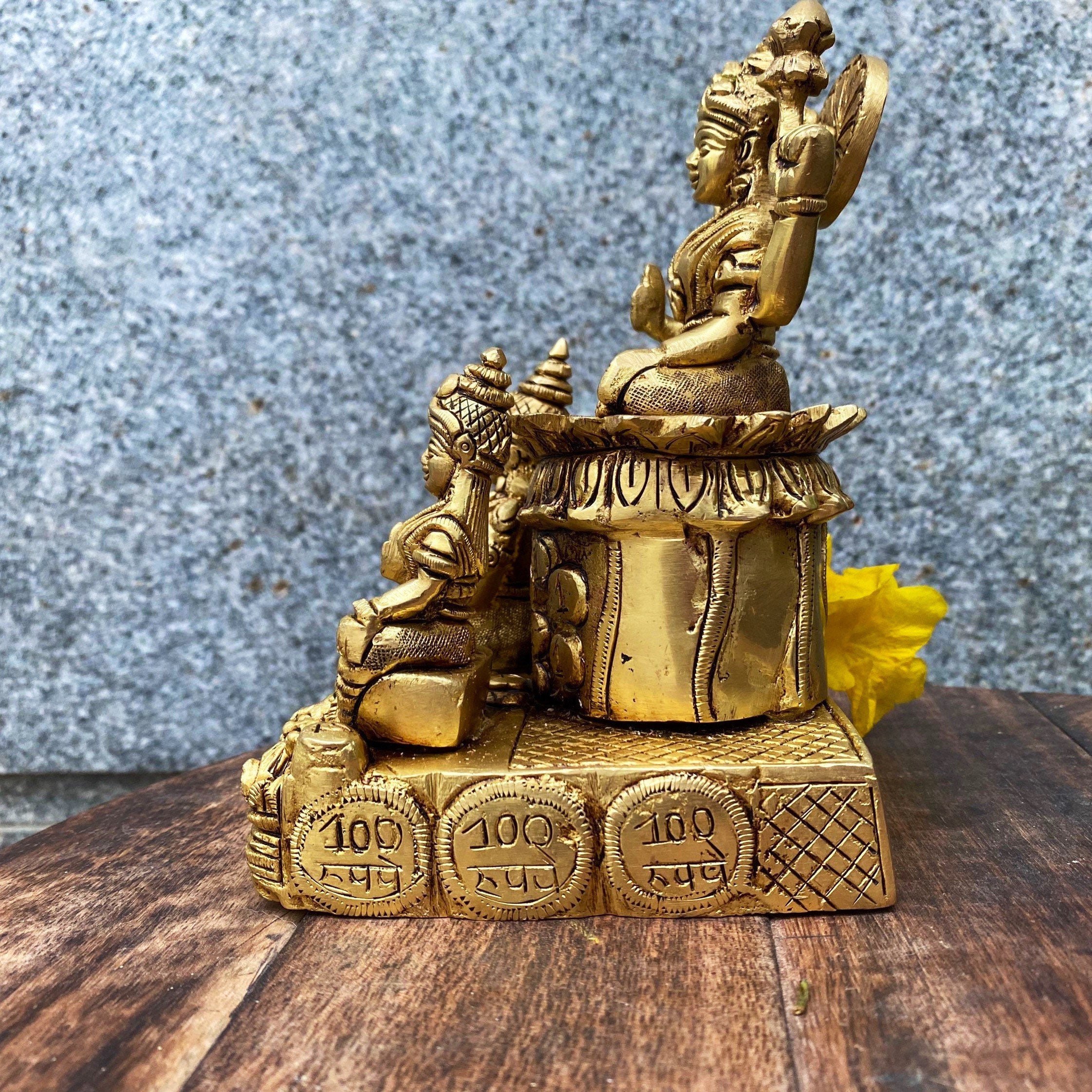 6 Inch Brass Kubera Lakshmi pooja Idol Sculpture Handmade | Etsy