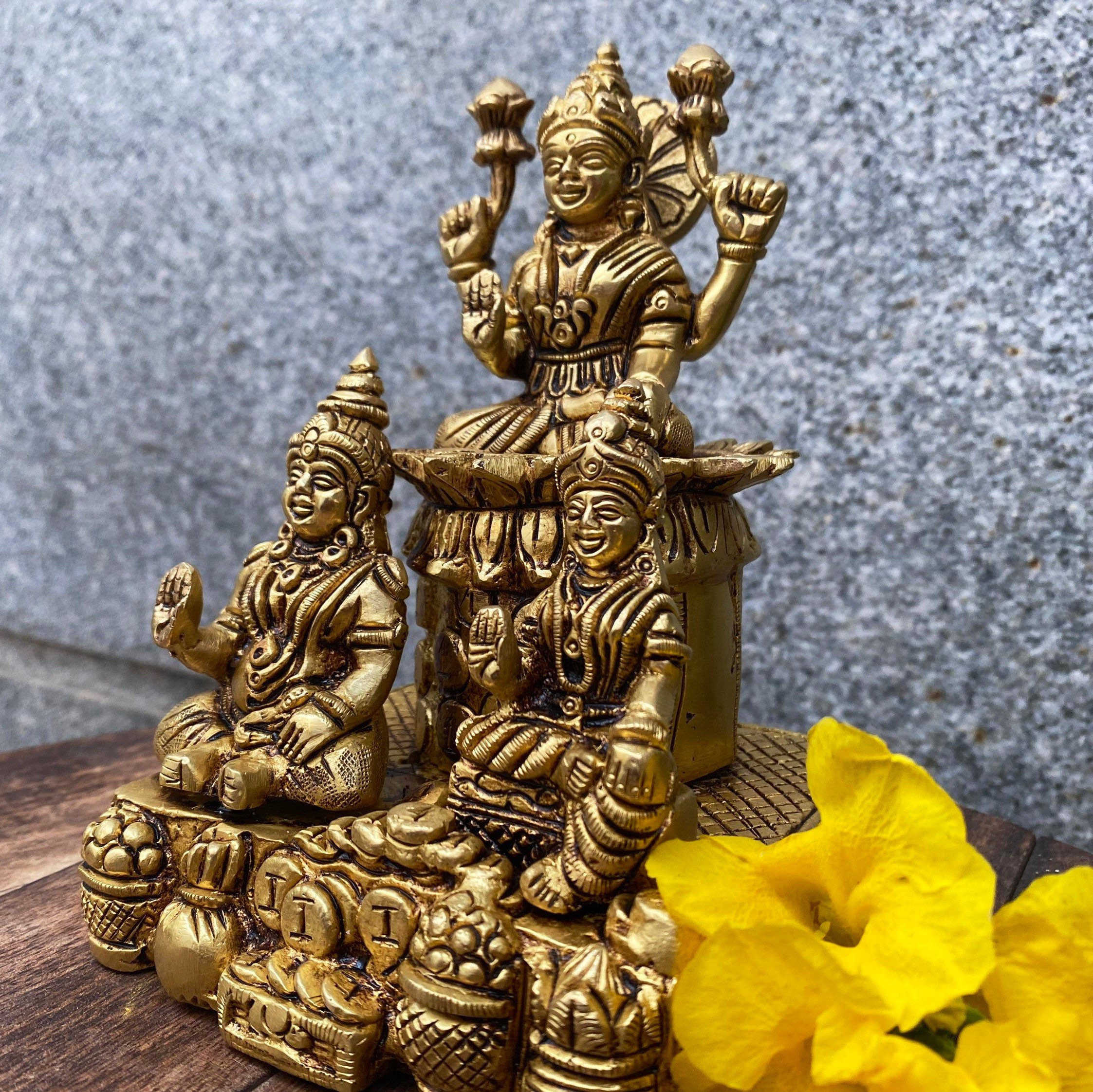 6 Inch Brass Kubera Lakshmi pooja Idol Sculpture Handmade | Etsy