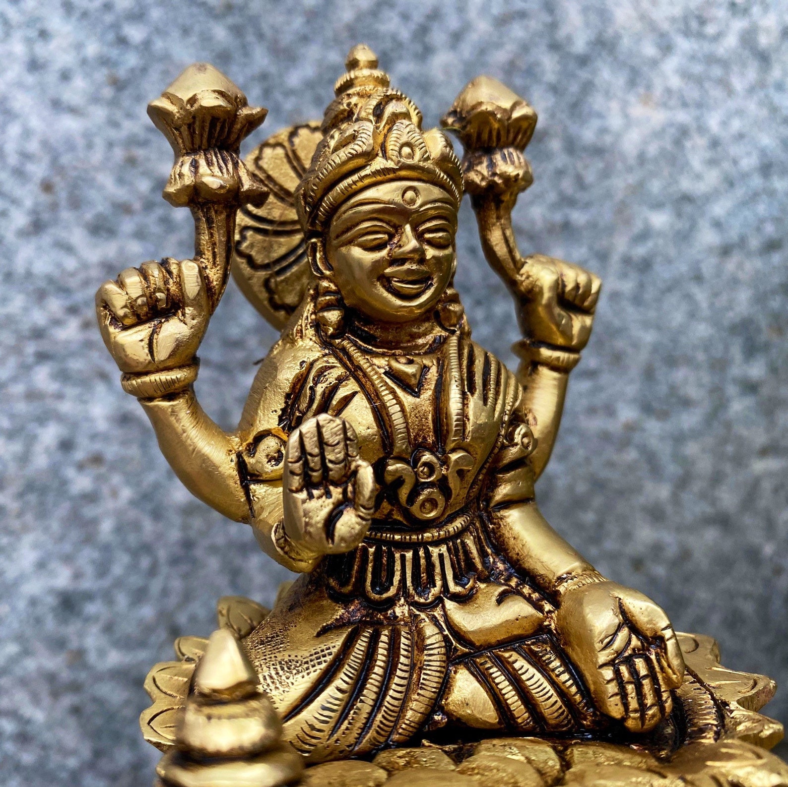 6 Inch Brass Kubera Lakshmi pooja Idol Sculpture Handmade | Etsy