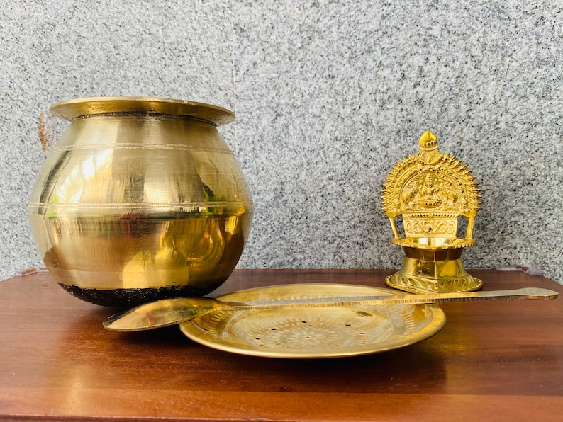 Traditional South India Bronze Pongal Pot With Rice Measuring | Etsy