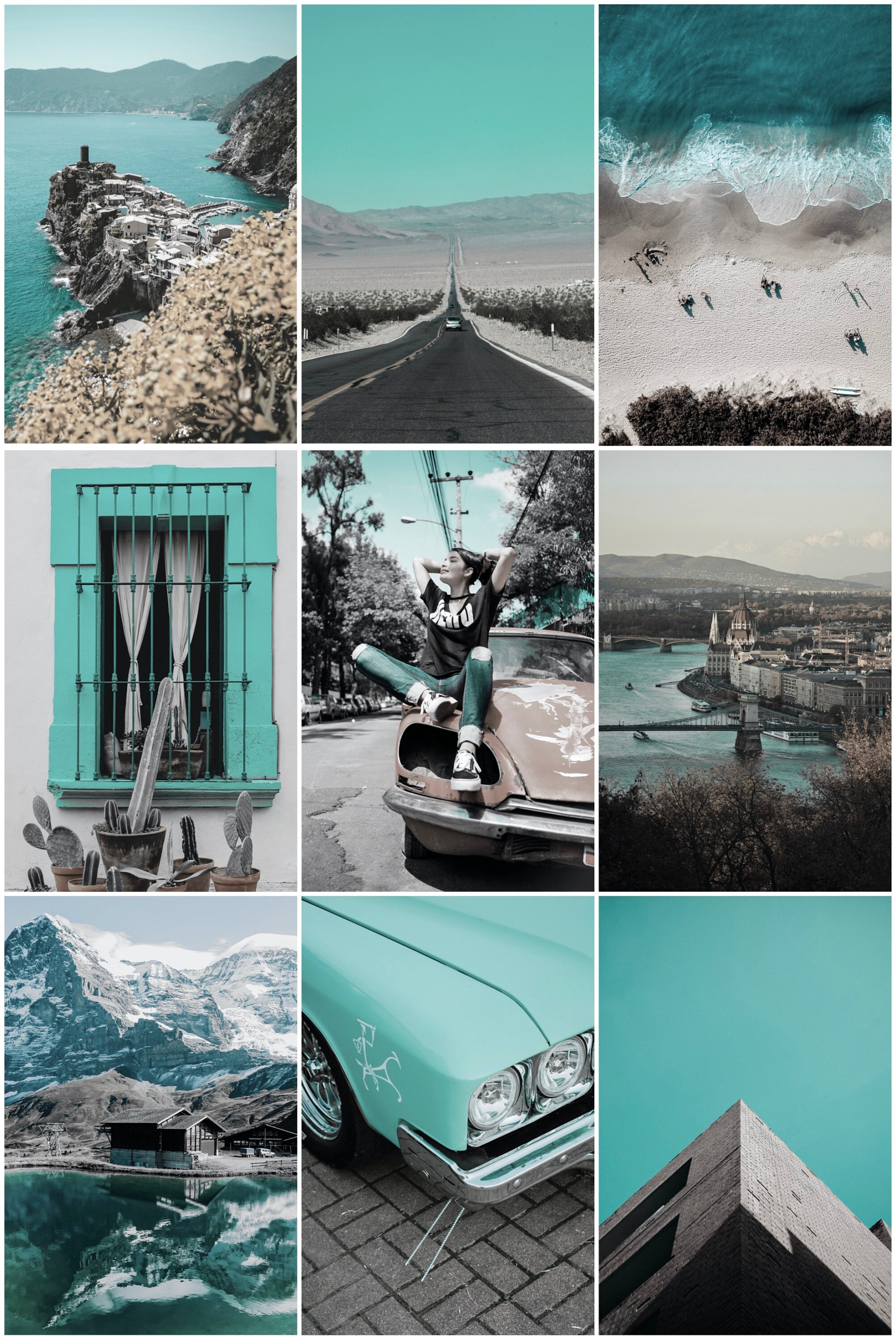 Teal Collage Kit | Teal Picture Collage | Wall Collage Kit Teal ...