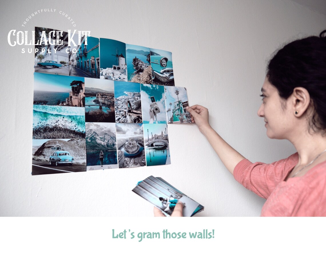 Teal Collage Kit DIGITAL Teal Wall Collage Kit Dorm | Etsy