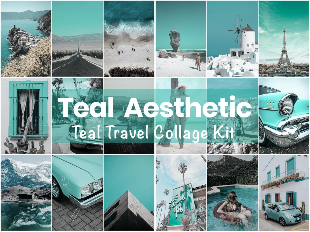 Teal Collage Kit Teal Picture Collage Wall Collage Kit - Etsy