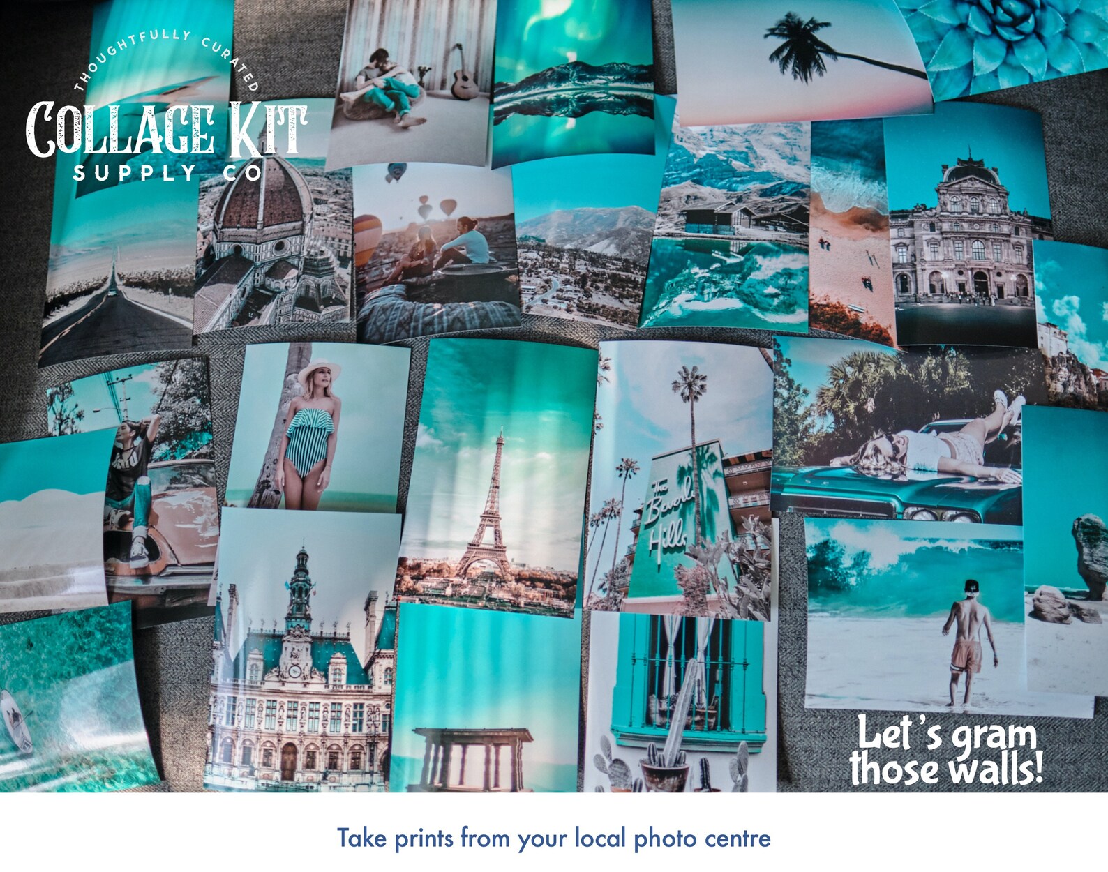 Teal Collage Kit - DIGITAL | Teal Wall Collage Kit | Dorm Collage Kit ...