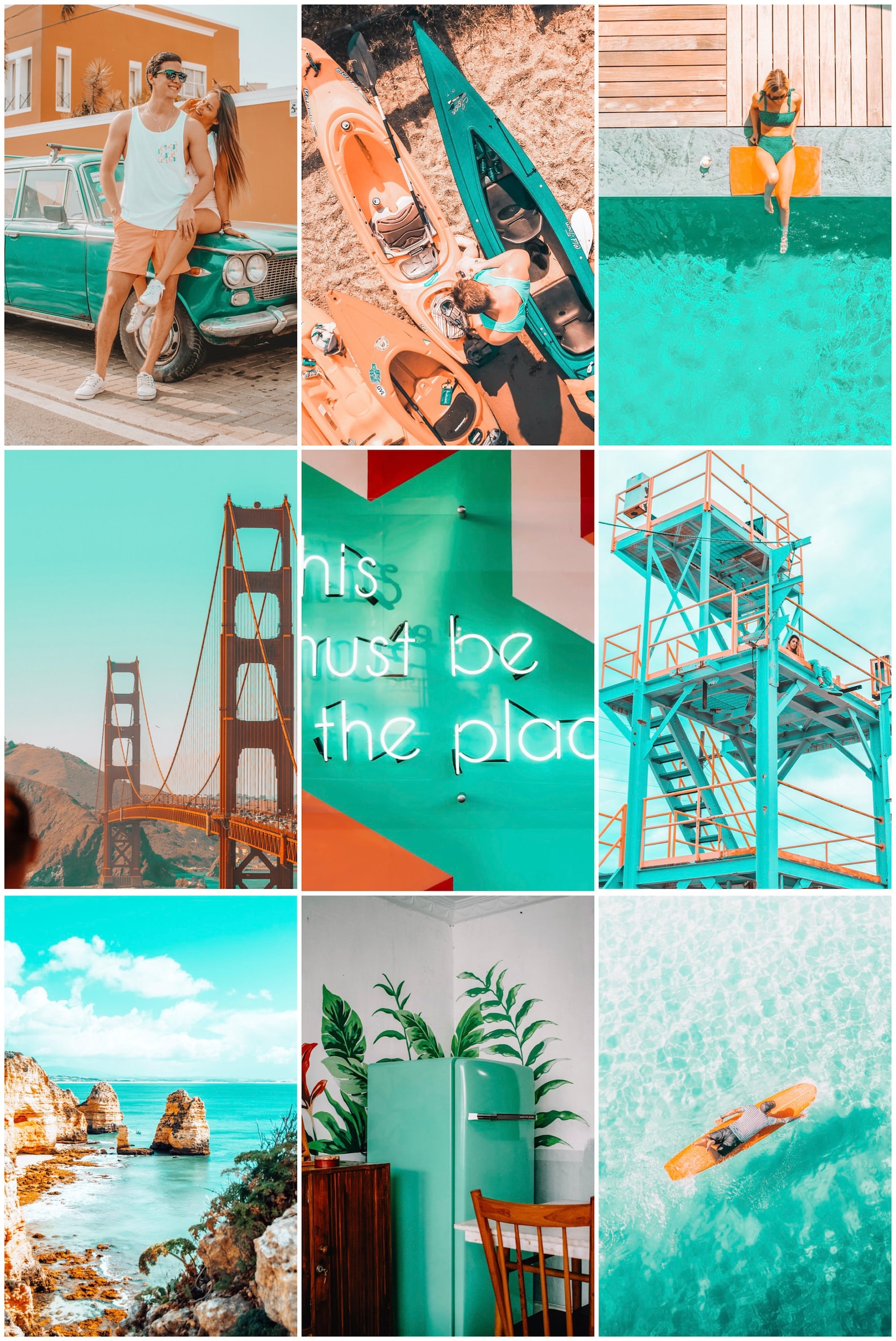 Wall Collage Kit Teal and Tangerine Orange and Teal - Etsy