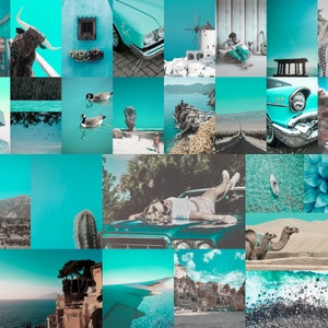 Teal Collage Kit DIGITAL Teal Wall Collage Kit Dorm | Etsy
