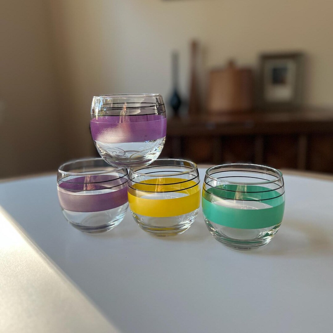 Vintage Set of 4 Sociables Double Old Fashioned Roly Poly Glasses by ...