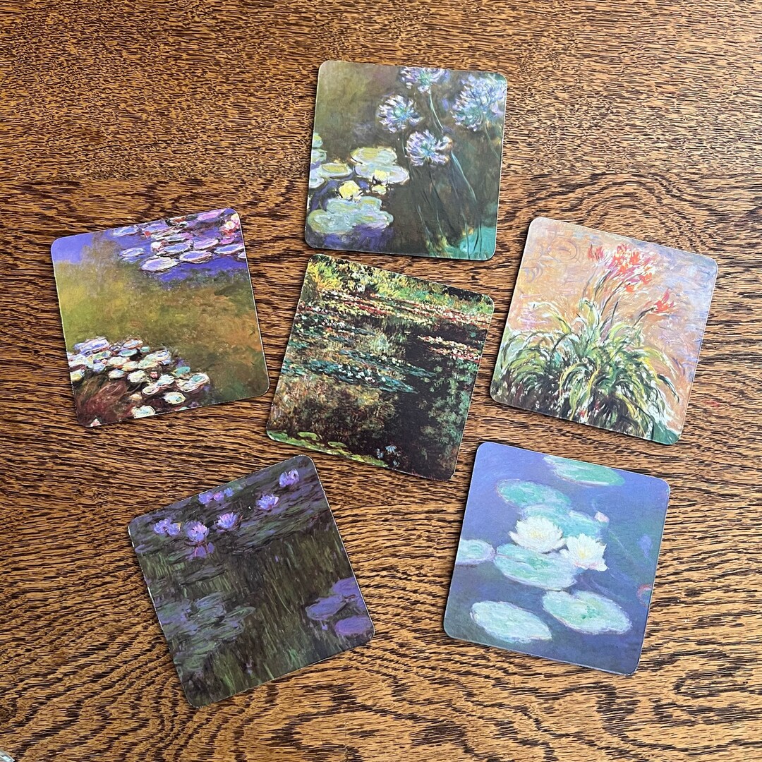 Set of 6 Vintage Monet Series 3 Waterlilies Cork Bottom Coasters Made ...