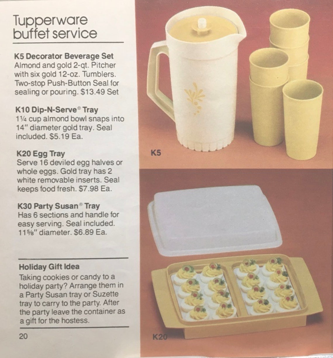 Vintage Tupperware Gold Deviled Egg Tray Tupperware Buffet | Etsy