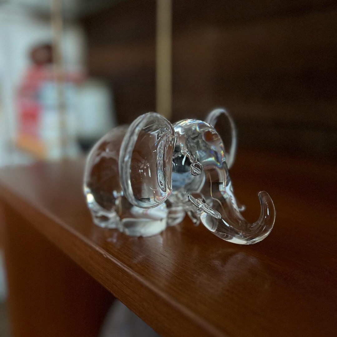 Vintage Signed Crystal Glass Elephant by Steuben | Vintage Art Glass ...