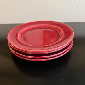 Sets of Colorstax Cranberry Plates, Bowls and Mugs by Metlox | Metlox ...