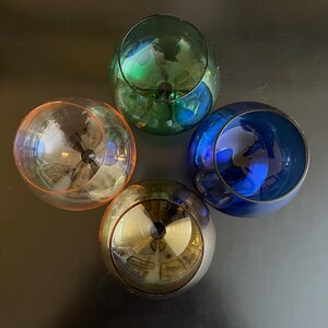 Set of 4 Mid Century Jewel Tone Brandy Glasses Brandy Snifters | Black ...