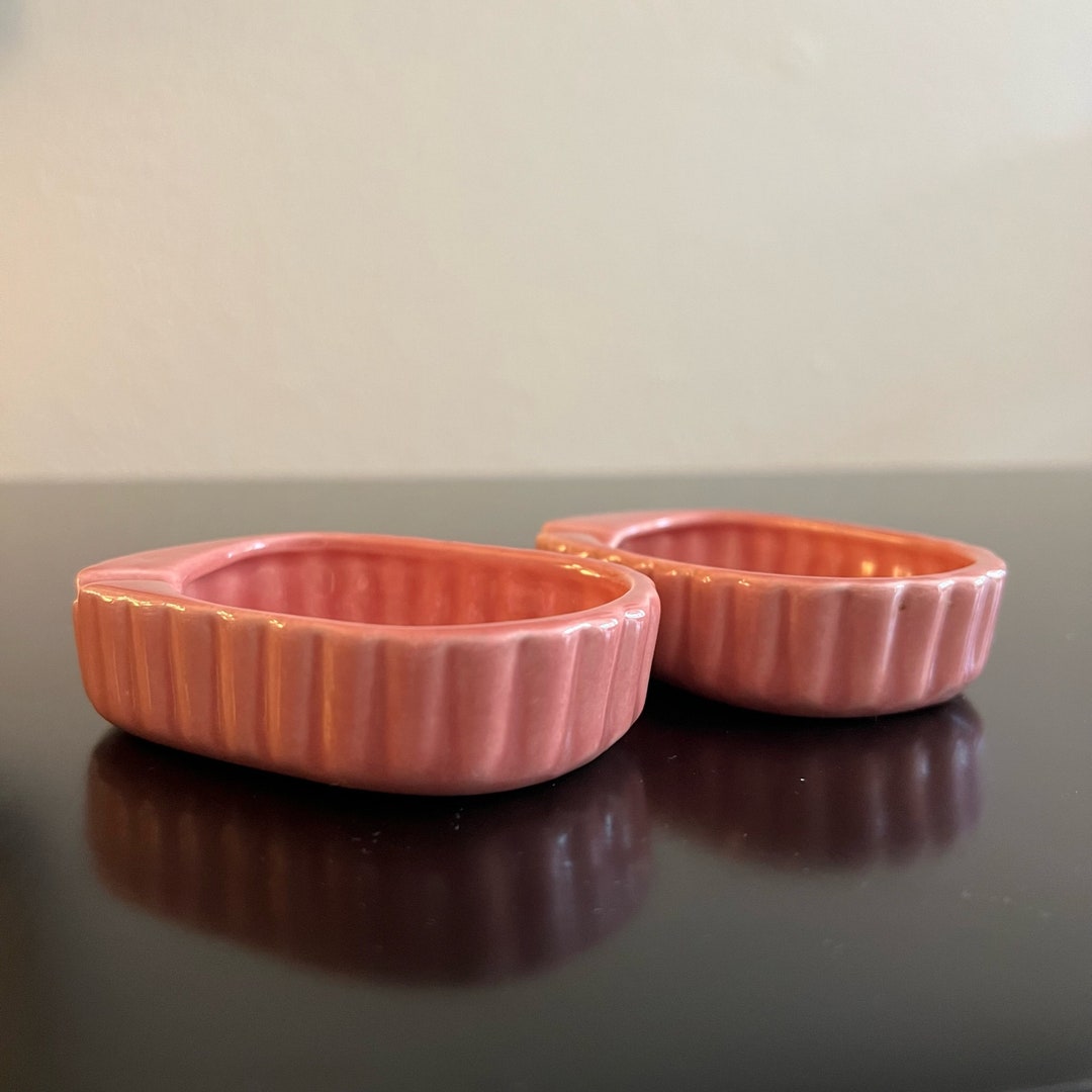 Pair of Vintage Pink Pottery Individual Ashtrays Sold as a Set Mid ...