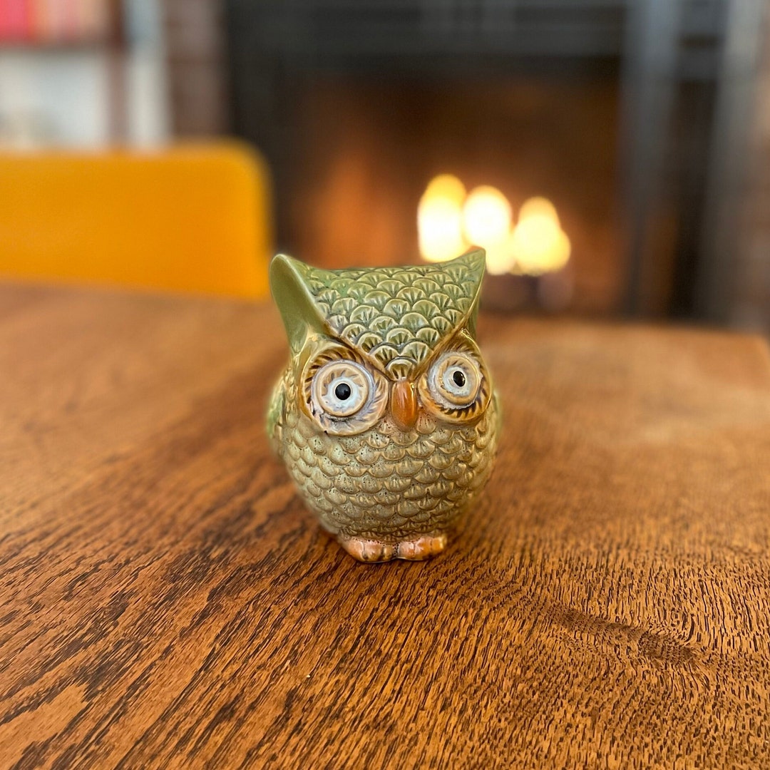 Vintage Wise Owl Glazed Ceramic Coin Bank | Piggy Bank | Vintage Owl ...