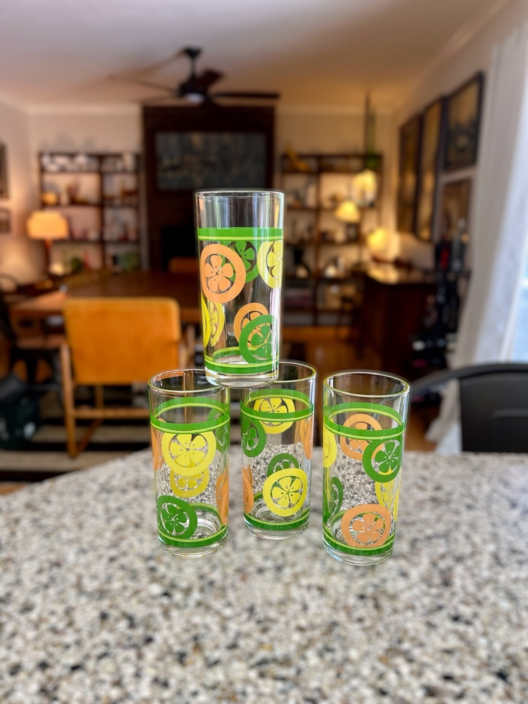 Set of 4 Mid Century Citrus Slice 10oz. Glasses | Vintage Water Glasses ...