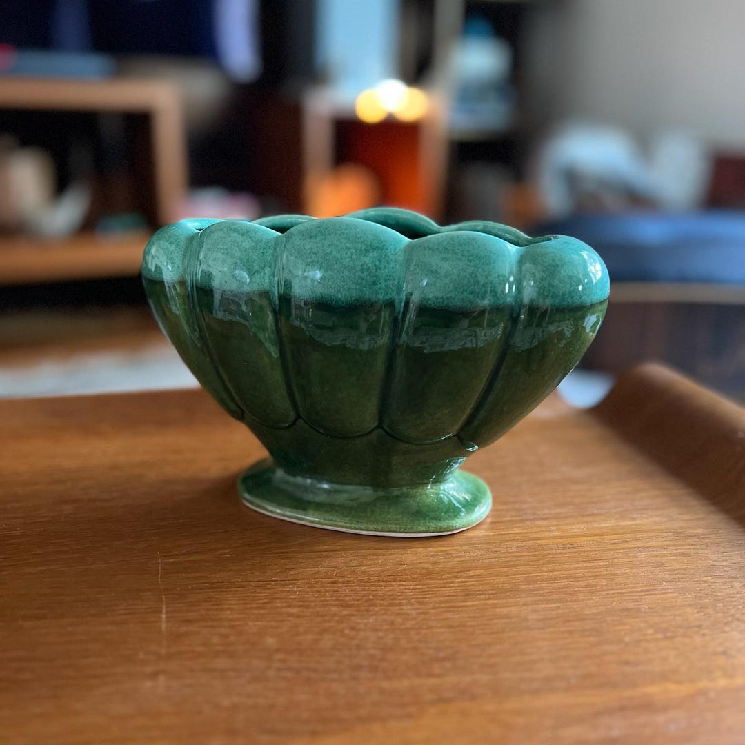 Vintage Green and Teal H-6 Planter by Aborn Pottery | Vintage ...