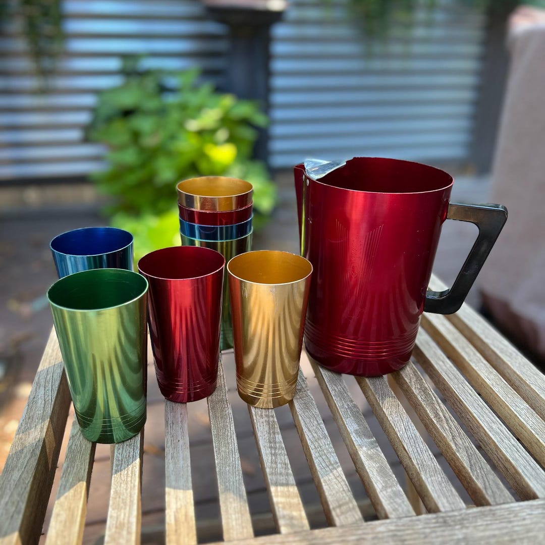 9-piece Set of Jewel Colored Anodized Aluminum Tumblers and Ice Lip ...