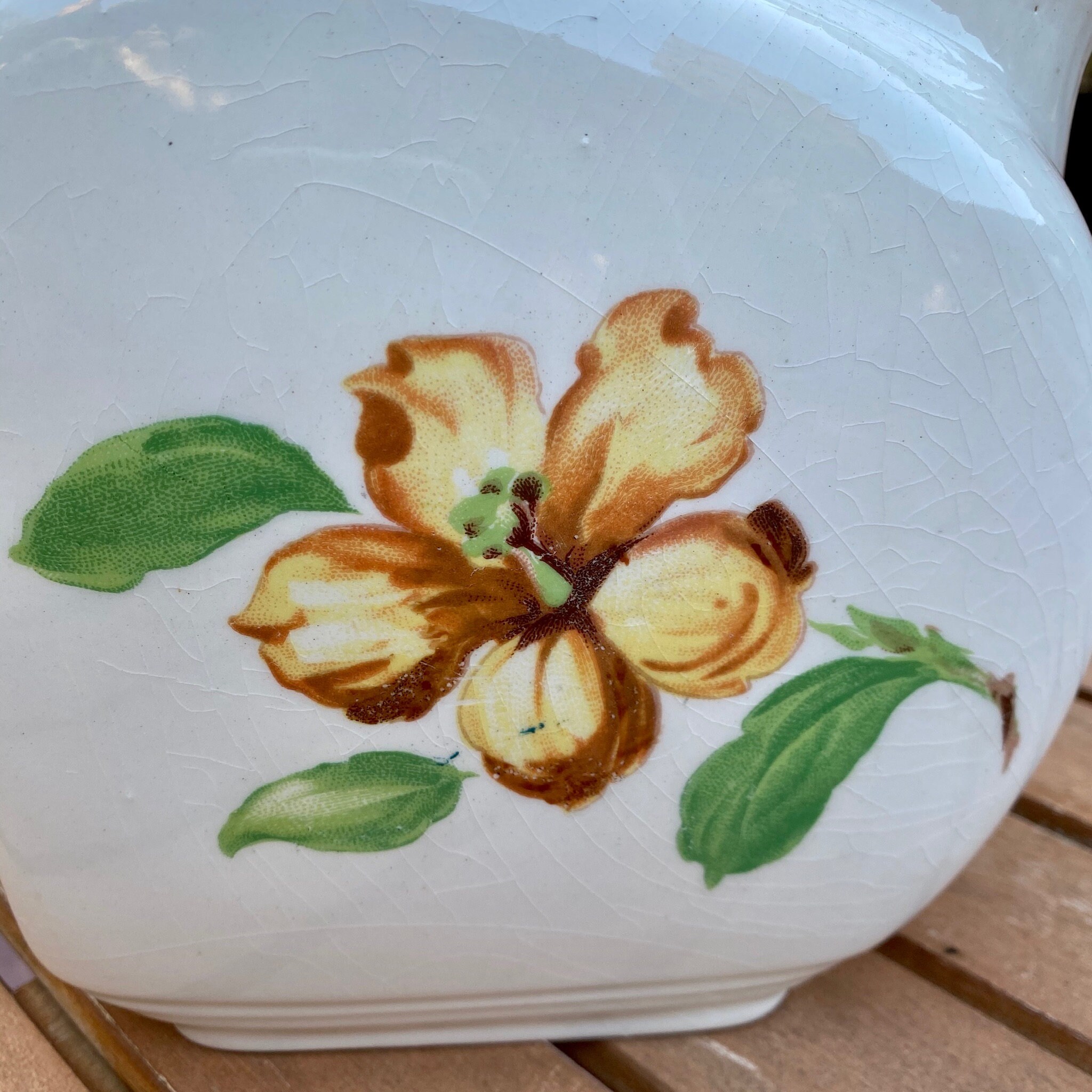 Hand Painted Hibiscus Refrigerator Pitcher With Lid by Pottery Guild ...