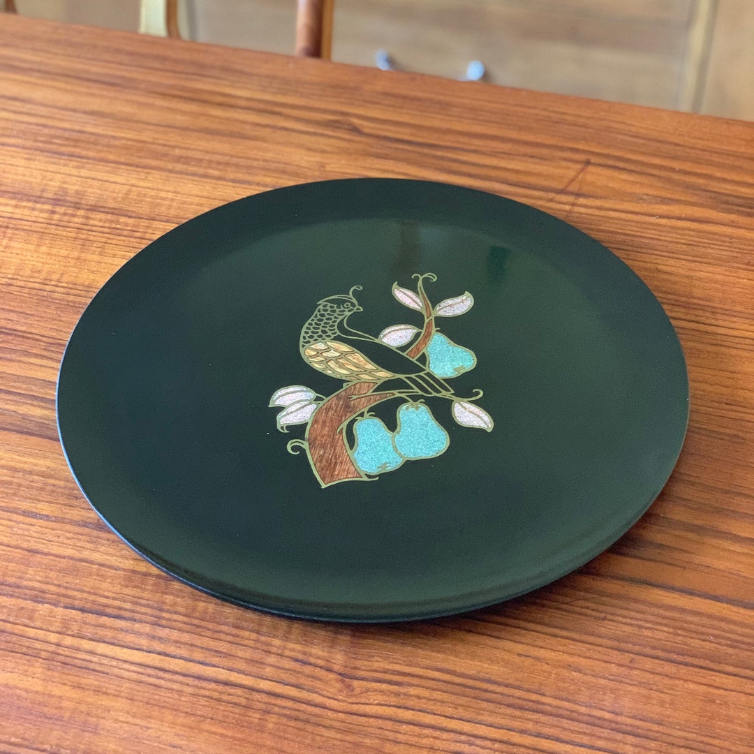 Couroc of Monterey Inlaid 14" Partridge in a Pear Tree Design Large ...