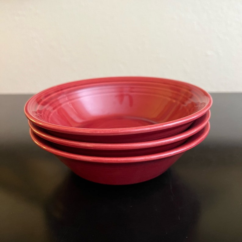 Sets of Colorstax Cranberry Plates, Bowls and Mugs by Metlox | Metlox ...