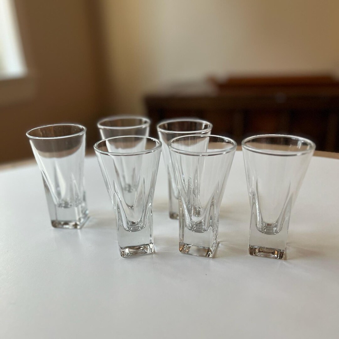 Set of 6 Vintage Modern Square Base Cordial Glasses | Square Base ...