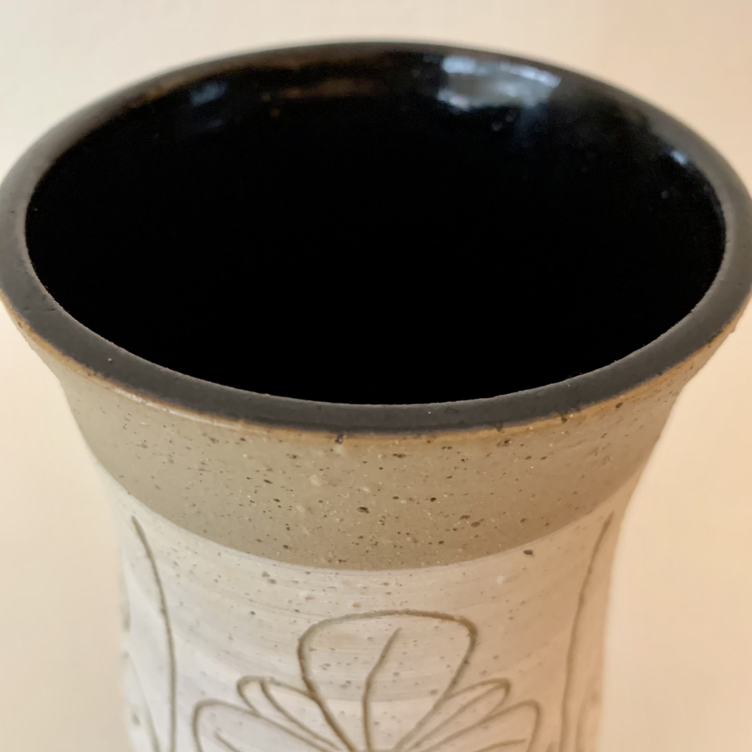 Signed 1989 J Wright Etched Floral Matte Finish Vase Made in - Etsy