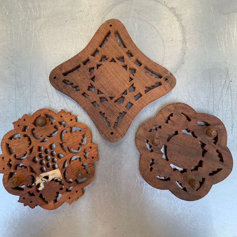 Vintage Carved Wood Decorative Trivets Sold Separately | Etsy