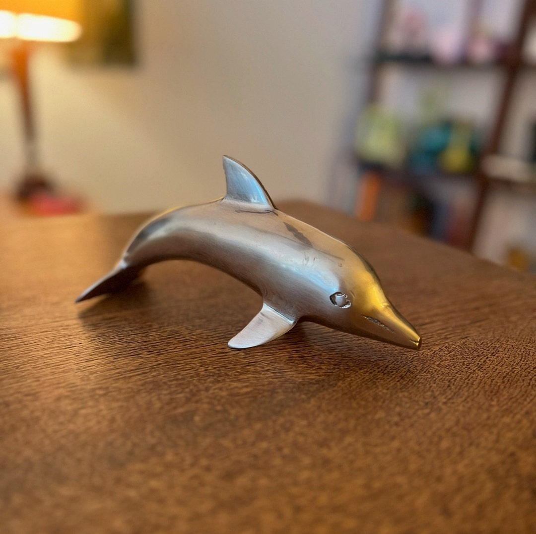 Vintage Solid Brass Dolphin Figurine | Vintage Brass Dolphin | 70s ...