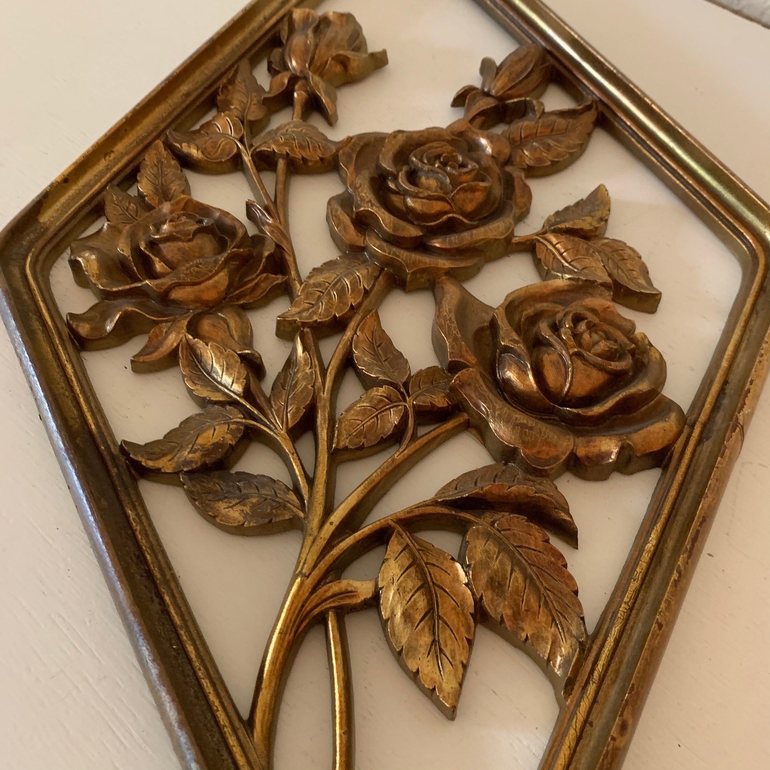 Pair of Gold Flower Wall Hangings by Syroco Ornamental Co. - Etsy