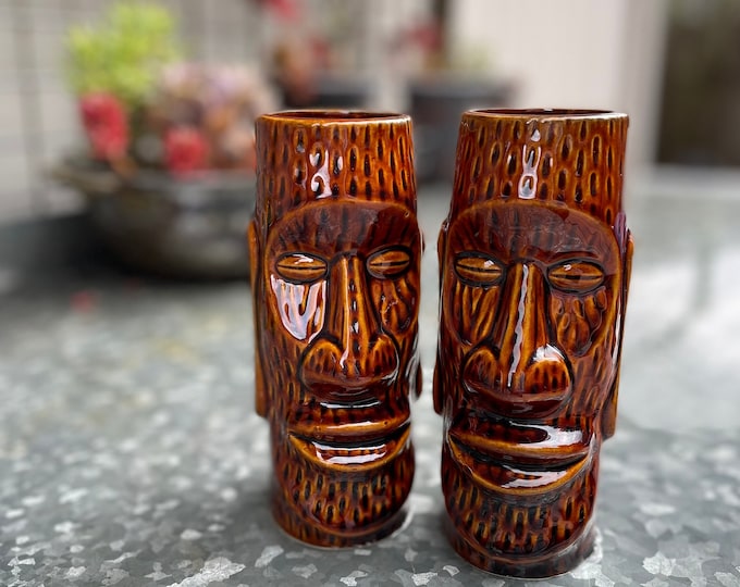 Pair of Ceramic Moai R-72 Tiki Cups by Orchids of Hawaii | Hawaii ...