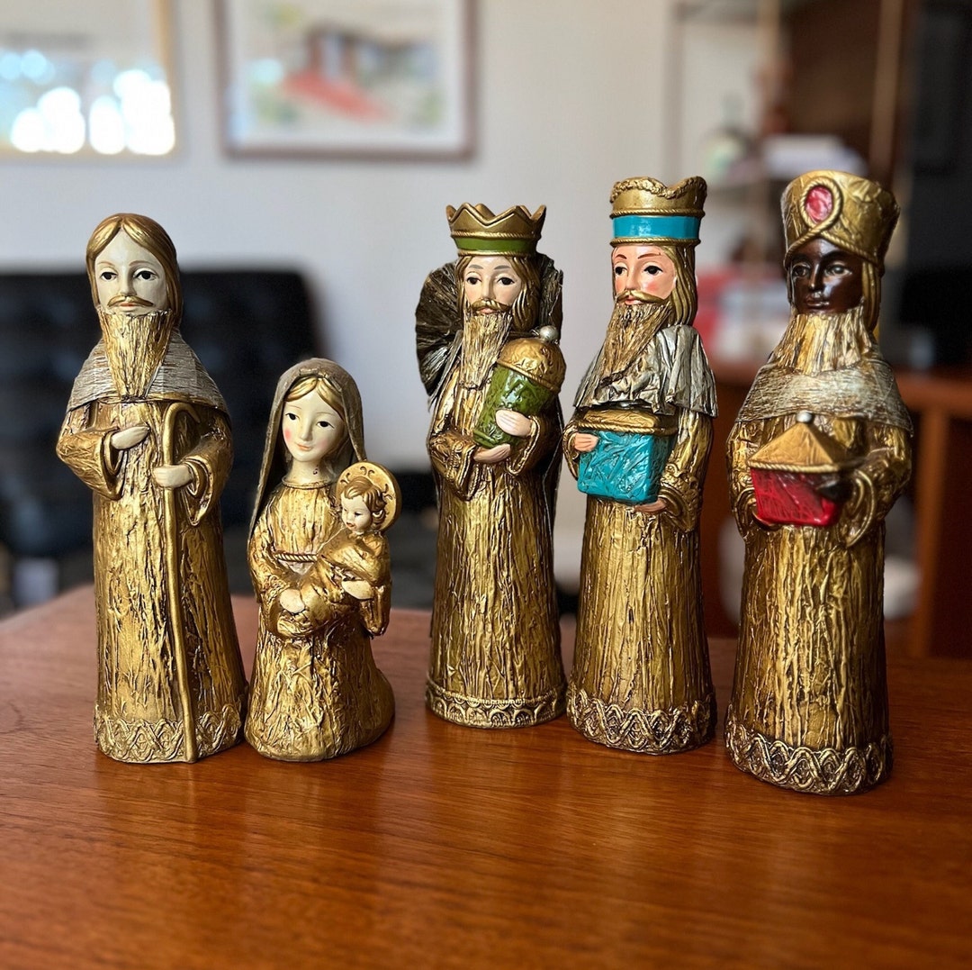 Set of 5 Vintage Paper Mache Nativity Figures by Schmid Bros | 60s ...