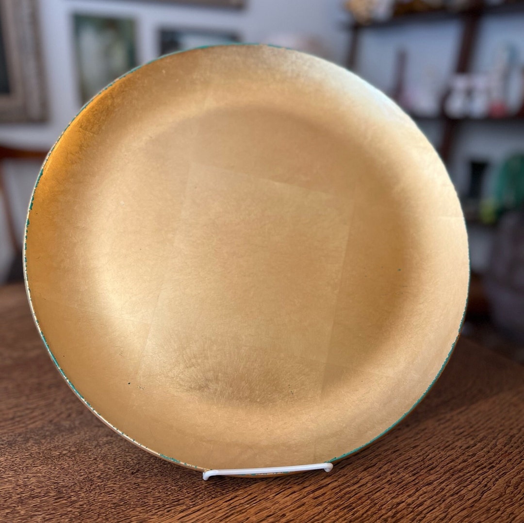 Mid Century 15.5" Round Gold Laquer Ware Serving Tray Made in Japan ...