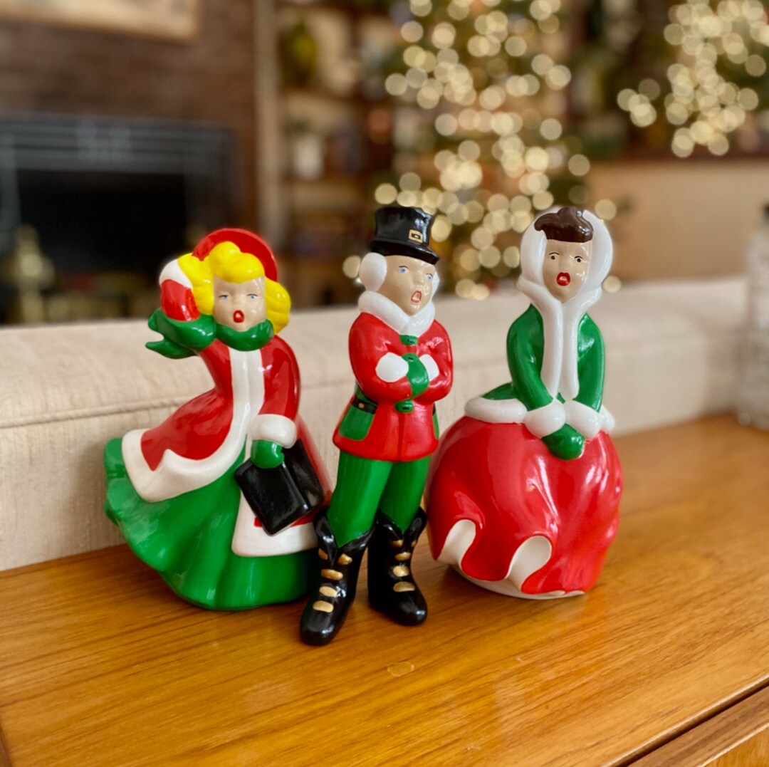 Set of 3 Hand Painted Singing Christmas Carolers by Atlantic Mold ...
