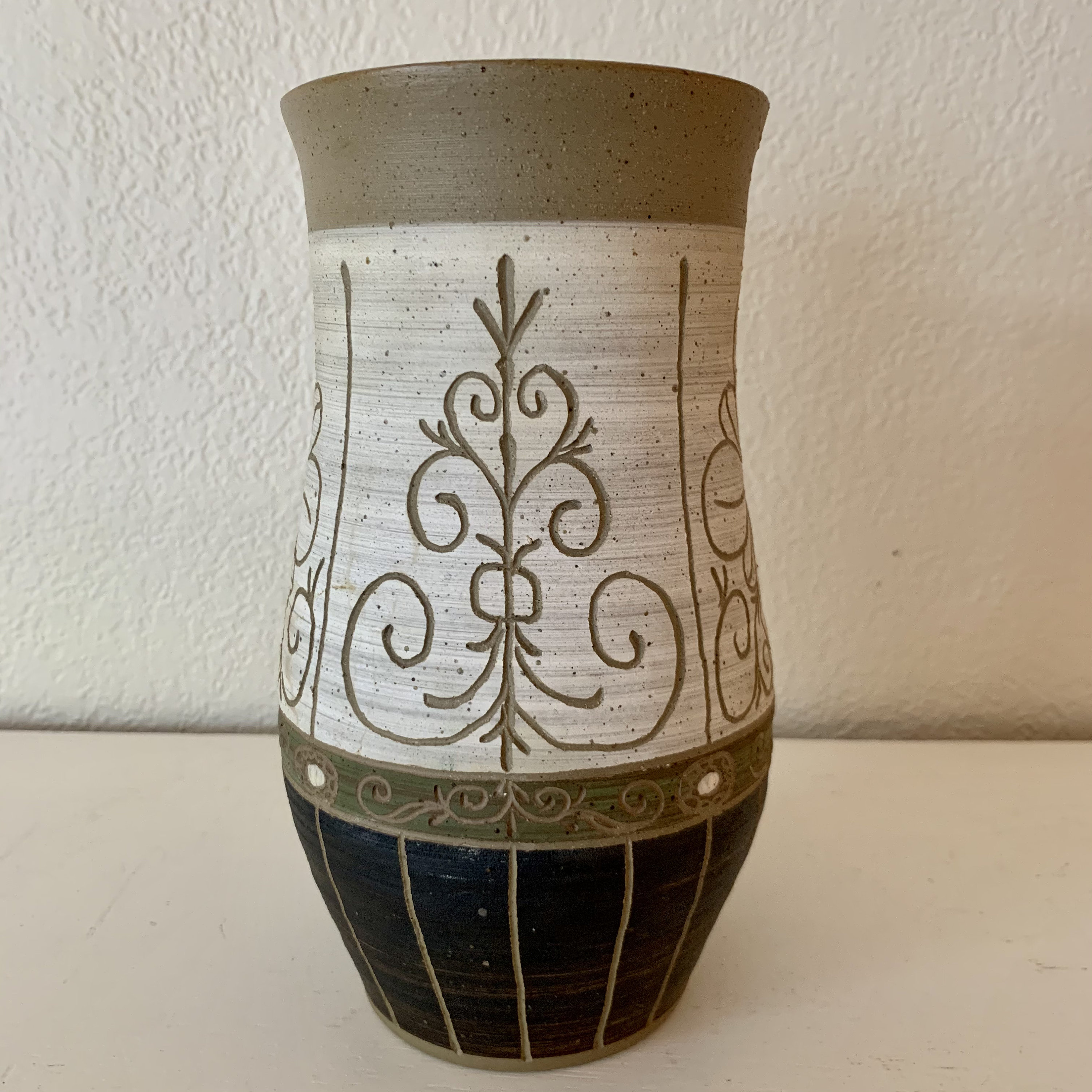 Signed 1989 J Wright Etched Floral Matte Finish Vase Made in - Etsy