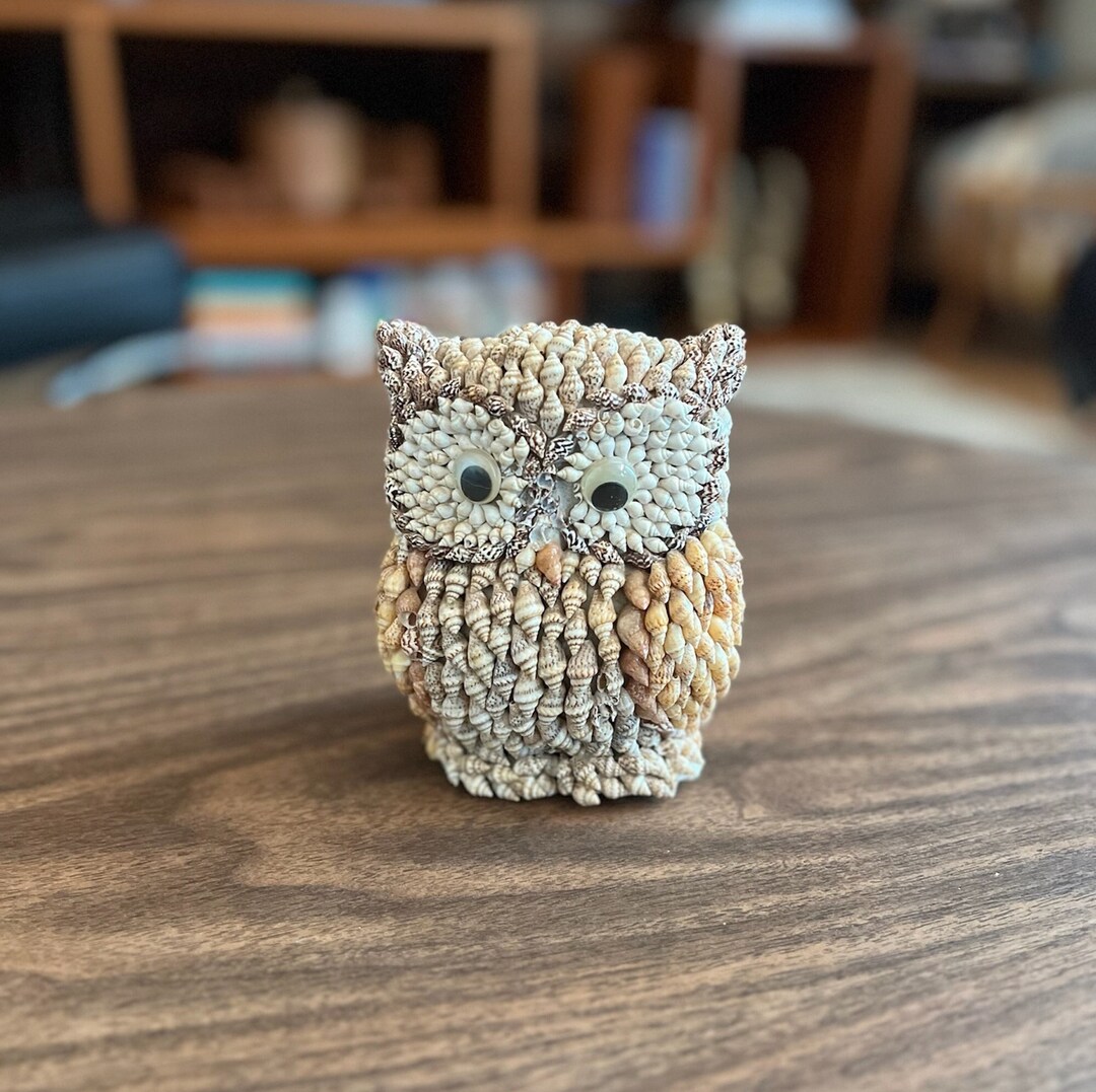 Vintage Sea Shell and Googly Eye Owl Figurine | Wiggle Eye Shell Owl ...