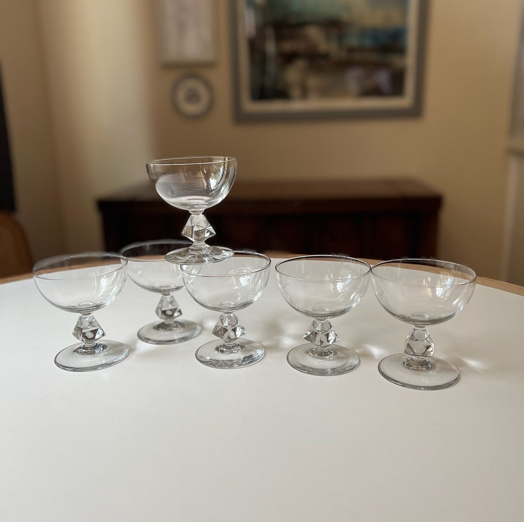 Set of 6 Aquarius Champagne Coupe Glasses by Bryce Glass | Vintage ...