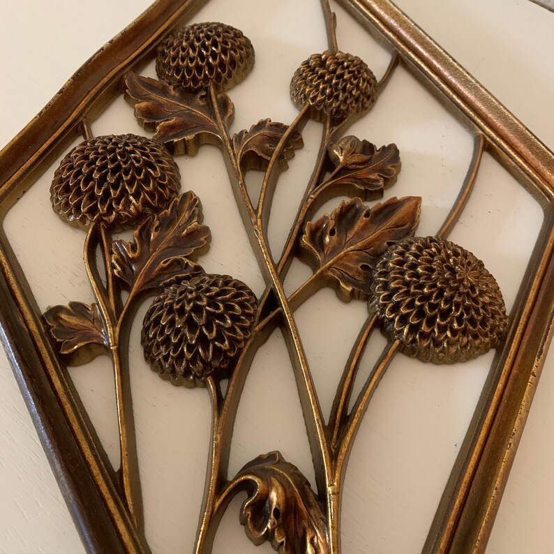 Pair of Gold Flower Wall Hangings by Syroco Ornamental Co. - Etsy