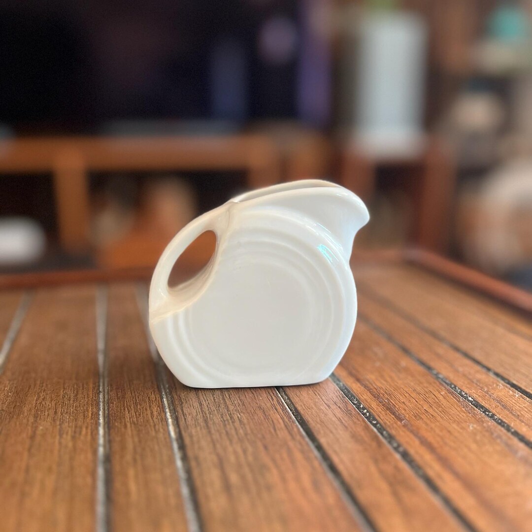 Fiestaware 4 Oz White (1986) Mini Disc Pitcher by Homer Laughlin | Made ...