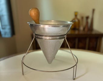 Cone Strainer Sieve With Stand & Wood Pestle - Etsy