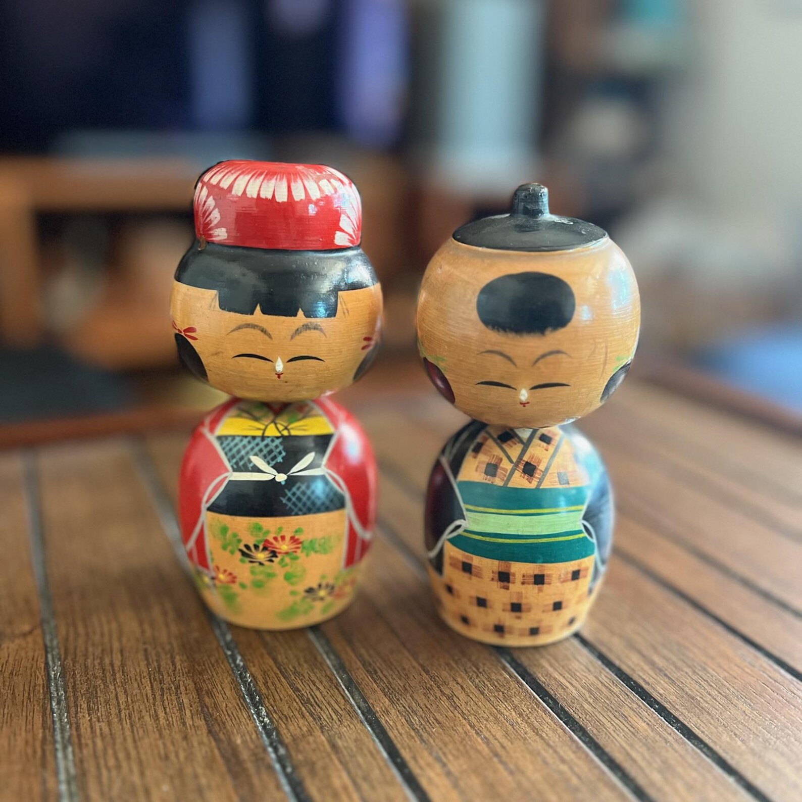 Vintage Pair of Japanese 5" Bobblehead Kokeshi Dolls | Japanese Folk ...