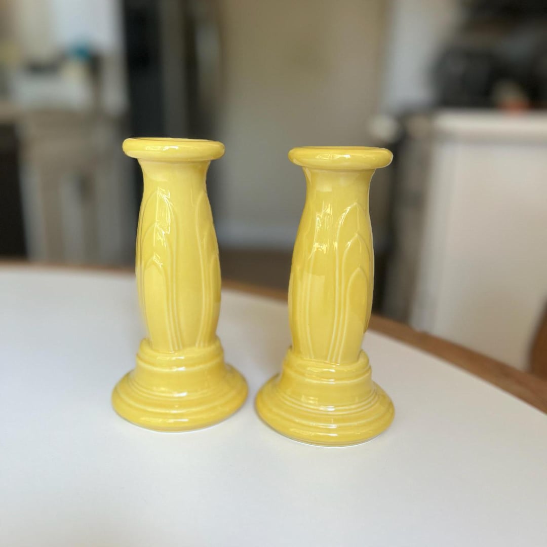Pair of Fiestaware Fiesta Sunflower Y2K Candlesticks by Homer Laughlin ...