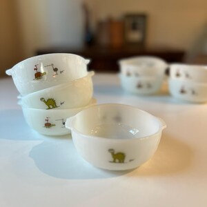 Set of 4 Fire King Milk Glass BC Comics Cereal Bowls by Anchor Hocking ...