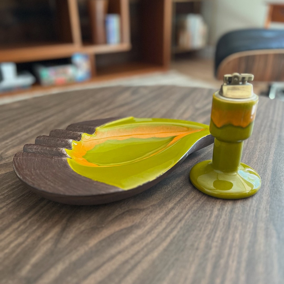 Vintage Large Ceramic Pedestal Cigarette Table Lighter and Ashtray ...