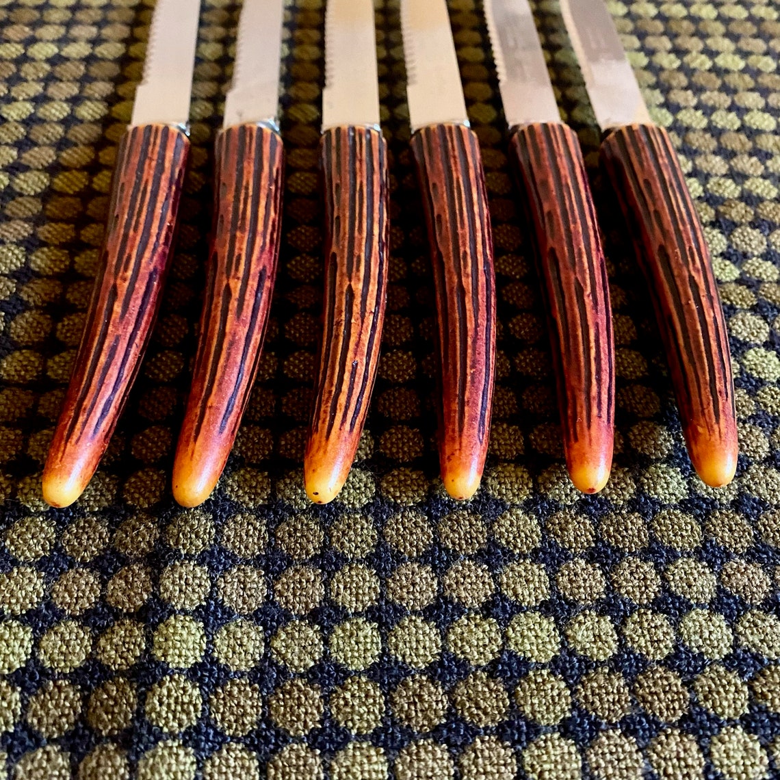 Set of 6 Faux Horn Handle Stainless Blade Steak Knives by - Etsy