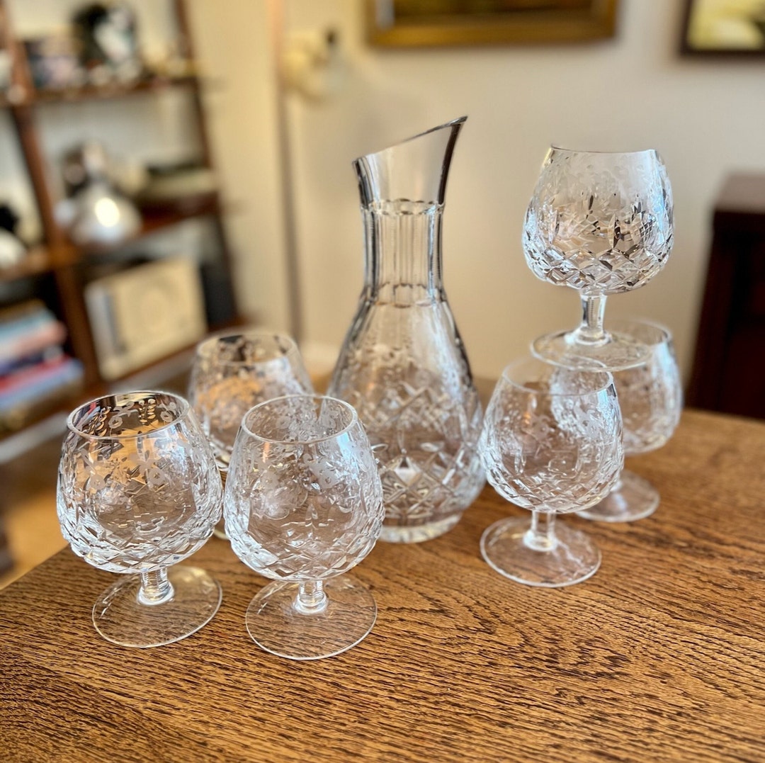 Vintage Cut Crystal Gallia Brandy Glasses or Carafe by Rogaska | Set of ...