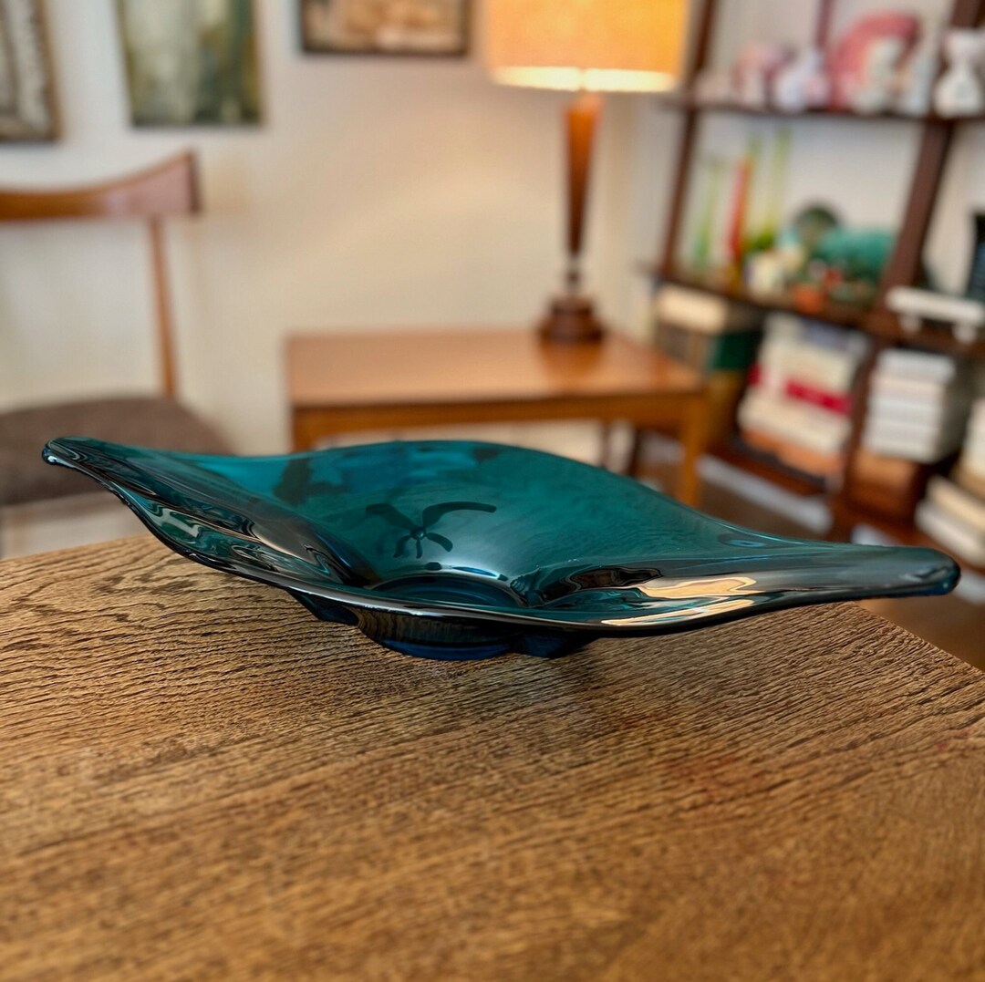 Vintage Bluenique Epic 1232 Oval Deep Bowl by Viking Glass Made in USA ...