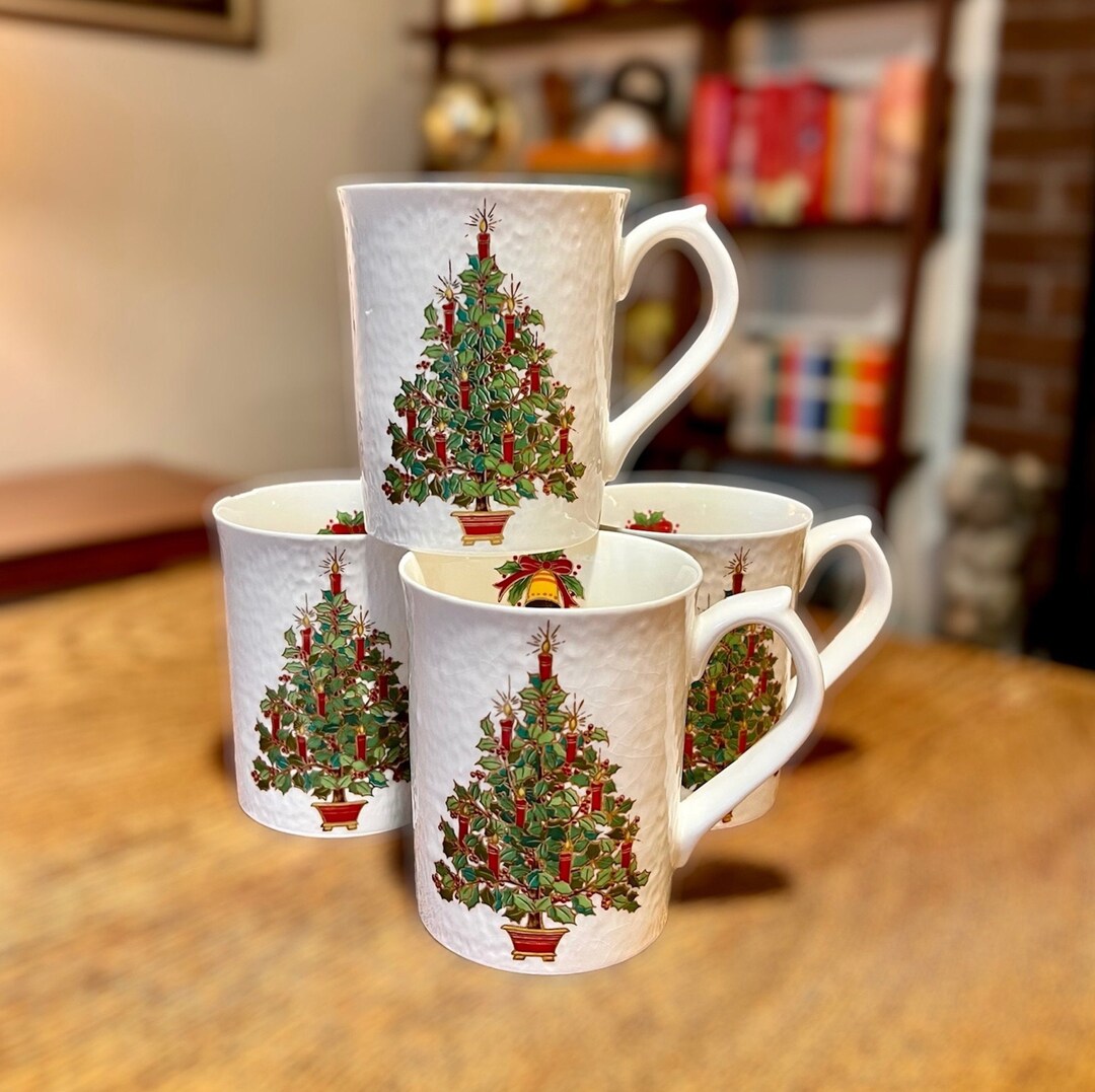 Vintage Set of 4 Christmas Tree Mugs by Gary Stone and Otagiri Japan ...