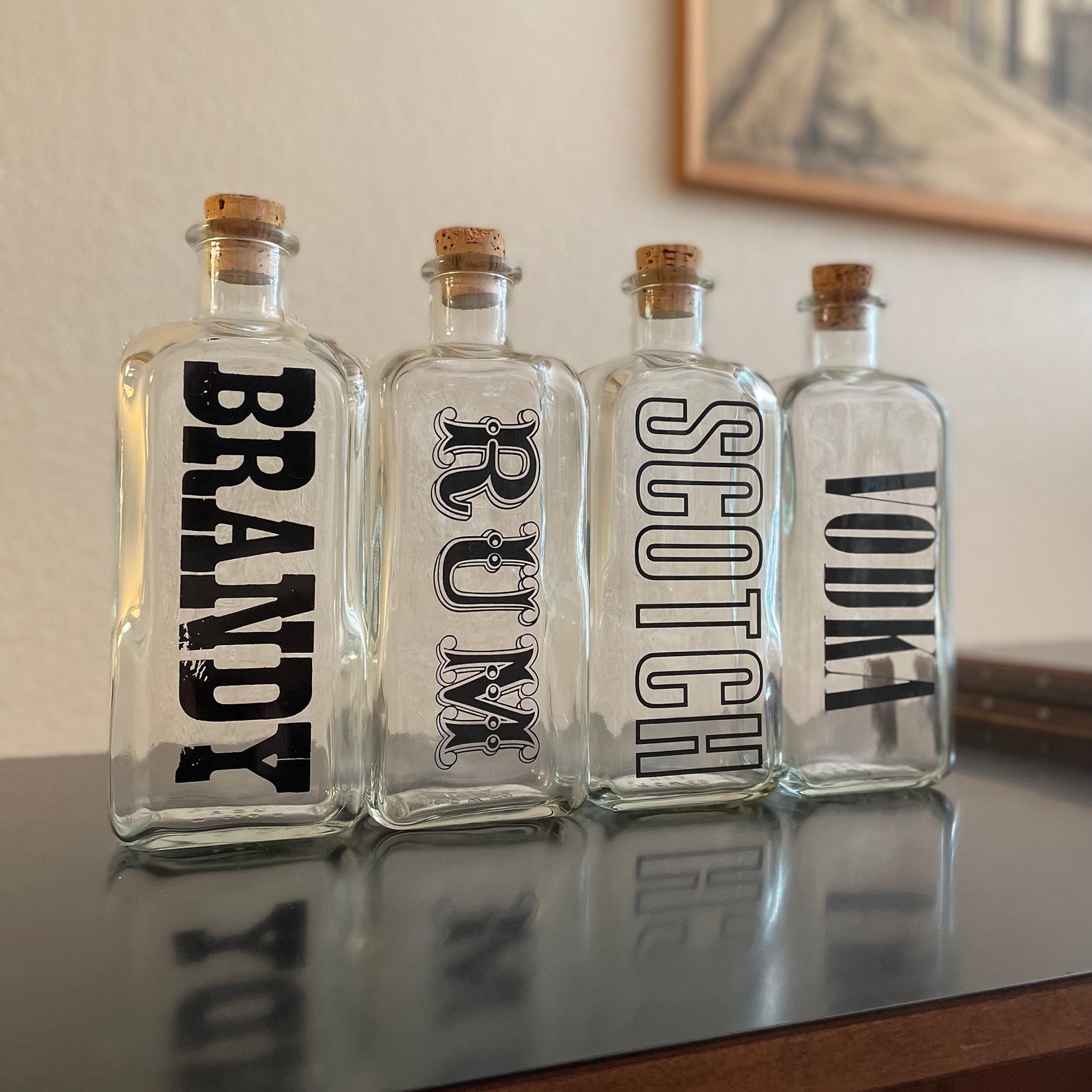Your Choice of Graphic Lettering Liquor Bottles by TC Wheaton - Etsy